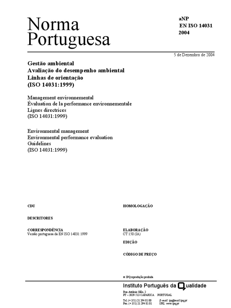 Iso 14031 | PDF | Informação | Avaliação do ciclo de vida