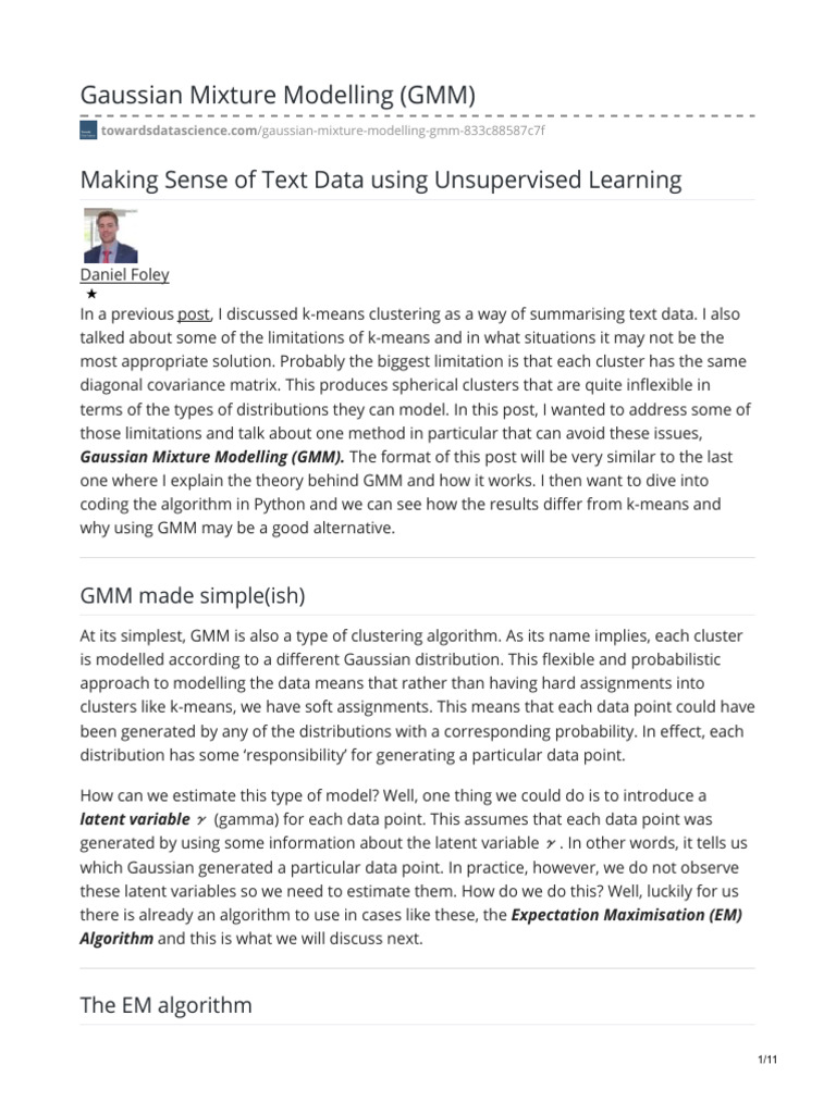 Gaussian Mixture Modelling Gmm Pdf Cluster Analysis Normal