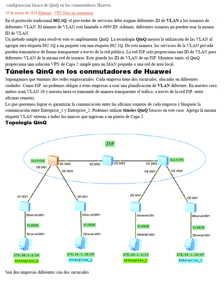 Configuración de QinQ en Switches Huawei | PDF | Red privada virtual ...