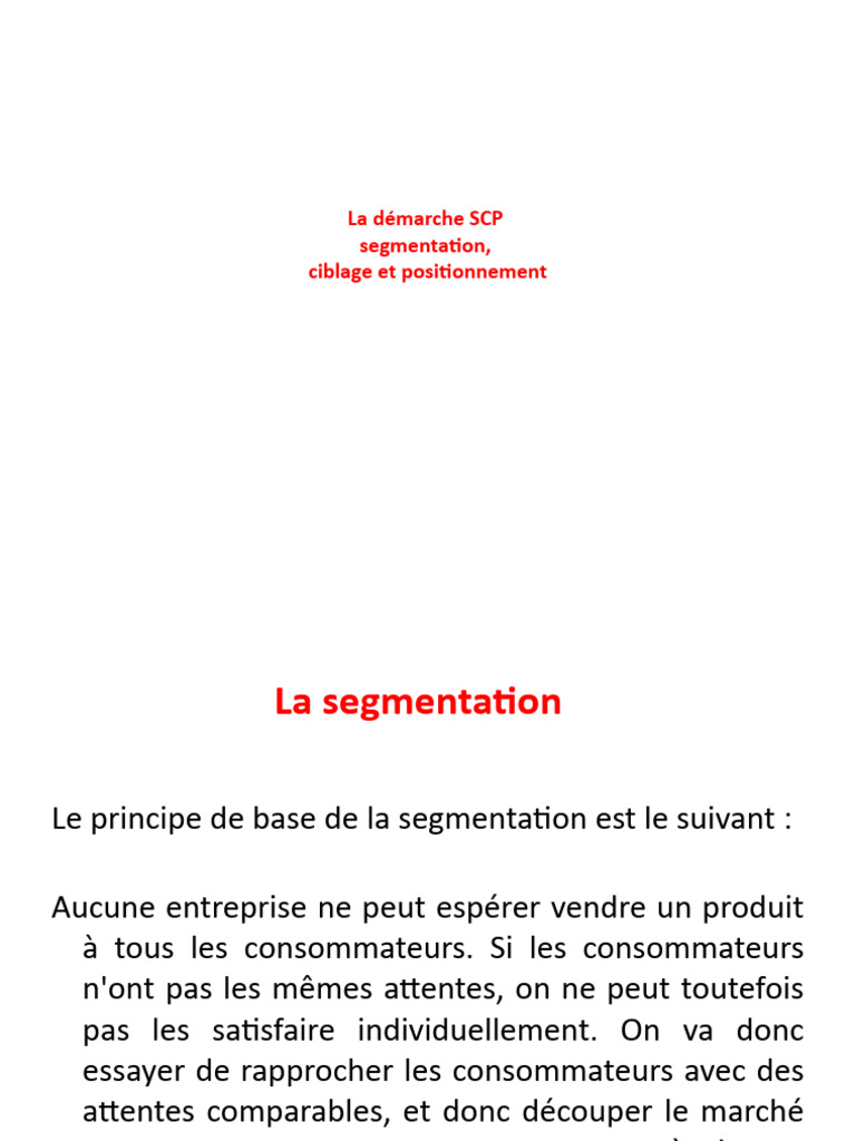 Segmentation, Ciblage et Positionnement Marketing | PDF | Segmentation (marketing) | Consommateurs