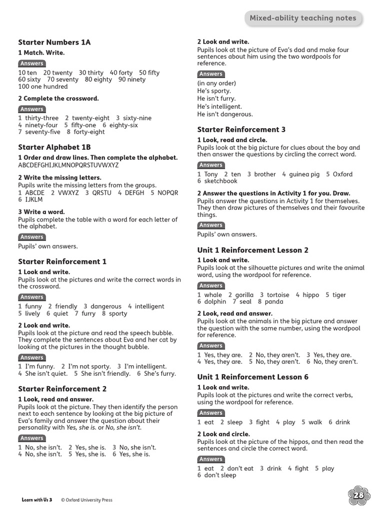 LWU 3 Reinforcement Extension Teaching Notes | PDF | Linguistics