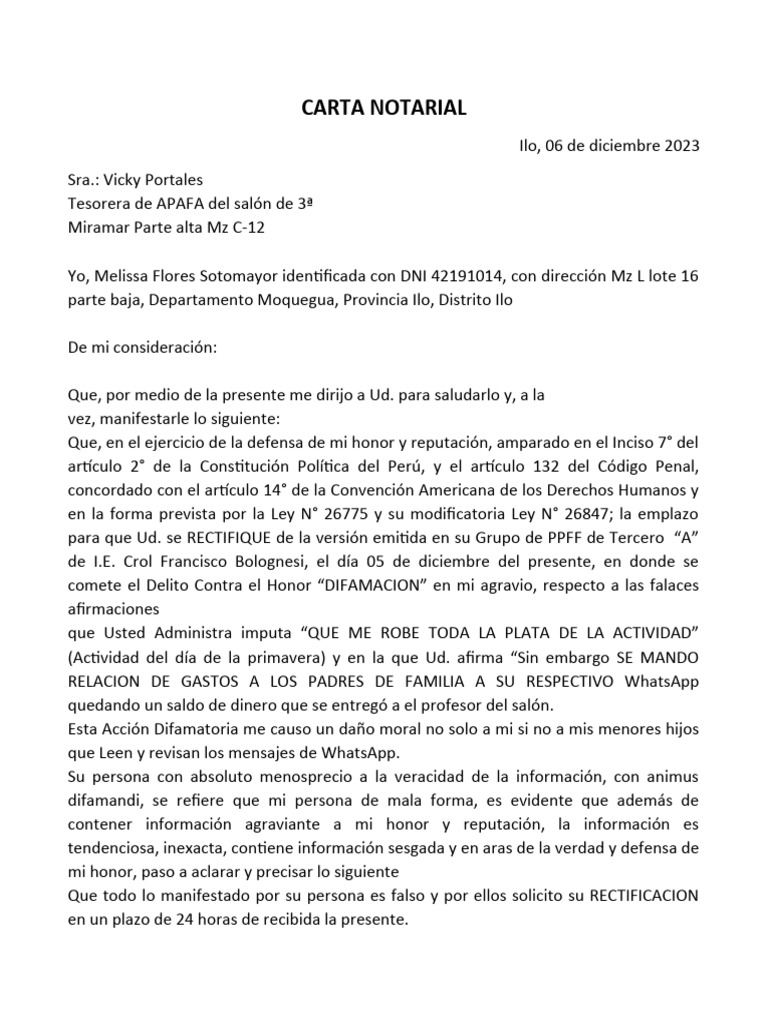 CARTA NOTARIAL | PDF | Derechos humanos | Gobierno