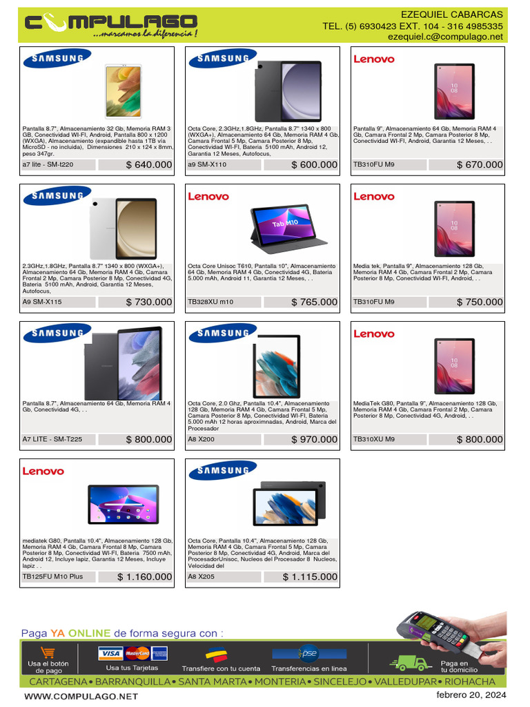 CATALOGO TABLETS | PDF | Teléfonos móviles | Distribuciones Linux integradas