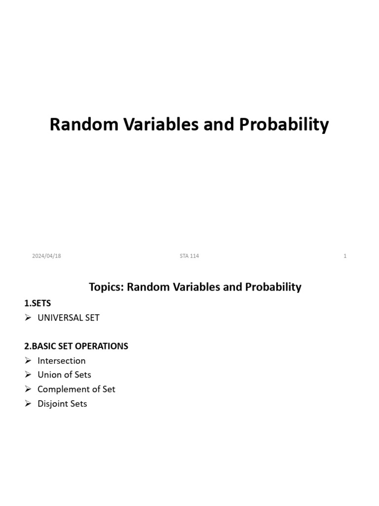 Probability Notes | PDF | Probability Distribution | Set (Mathematics)
