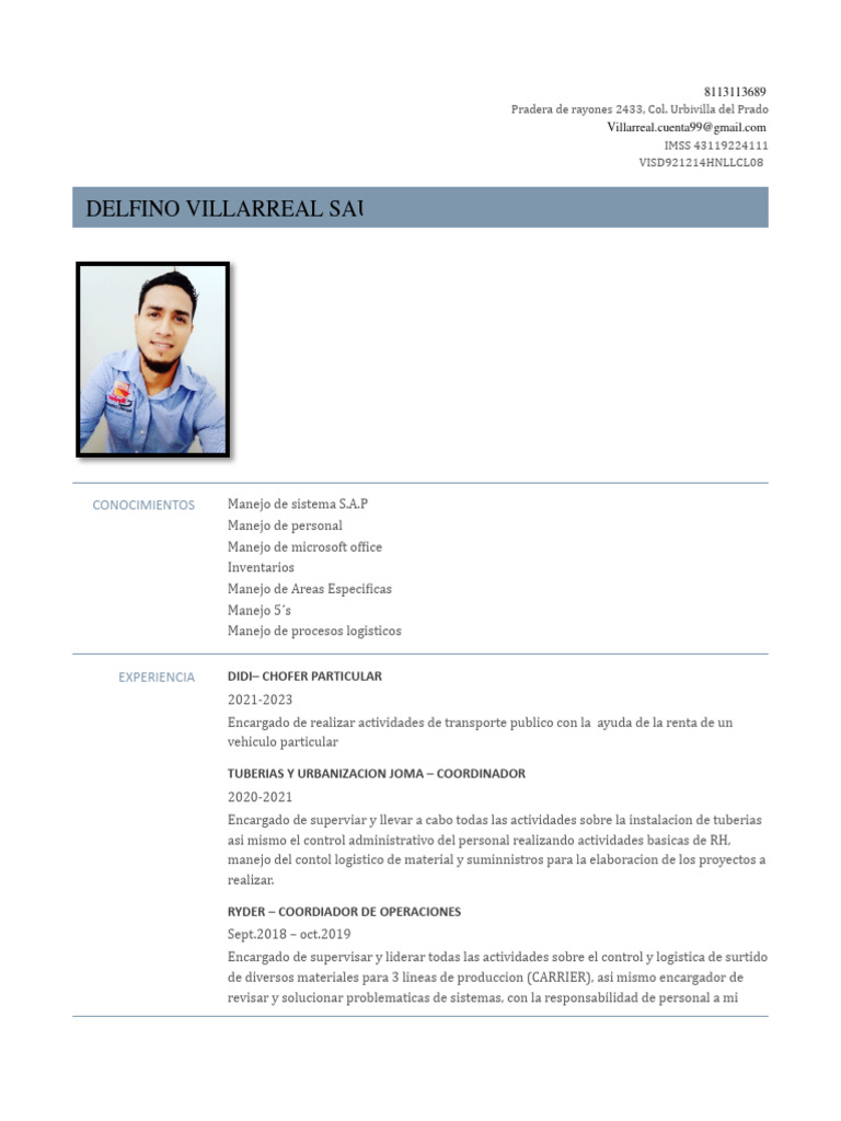 CV Delfino | PDF | Transporte