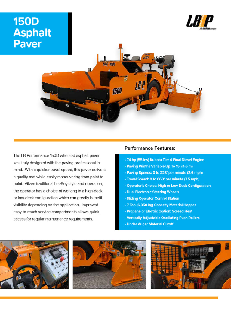 LB Performance 150D Asphalt Paver | PDF | Car | Motor Vehicle
