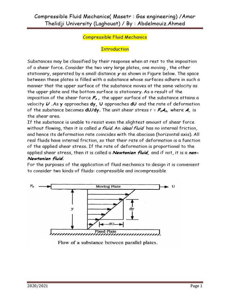 Compressible Fluid Mechanics (Masetr: Gas Engineering) /amar Thelidji University (Laghouat) / By ...