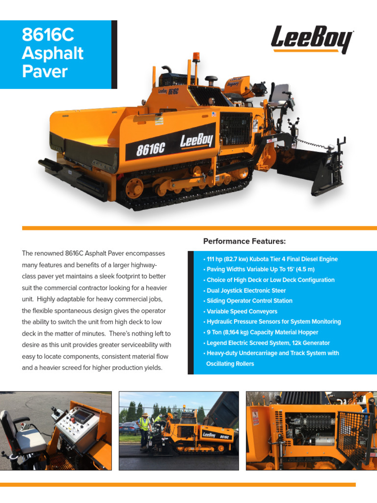 LeeBoy Paver 8616C Brochure BR-1010.6 | PDF | Vehicle Technology | Land Vehicles