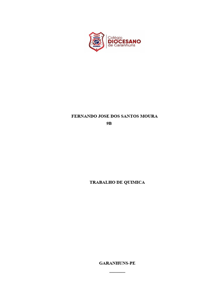 Trabalho de Quimica Fernando 9B | PDF | Mistura | Substancias químicas