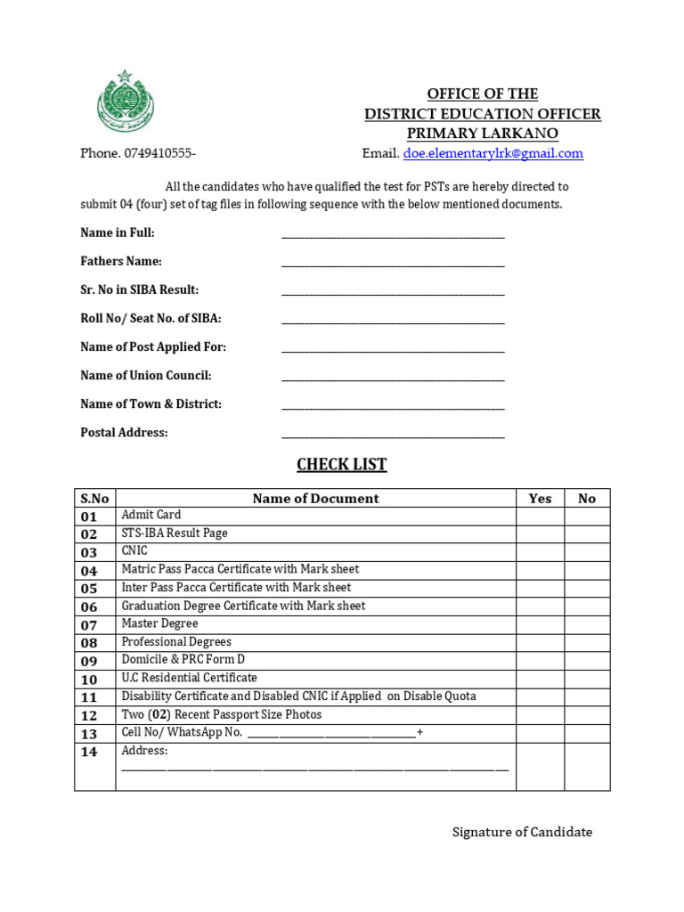 Check List For New PSTs | PDF