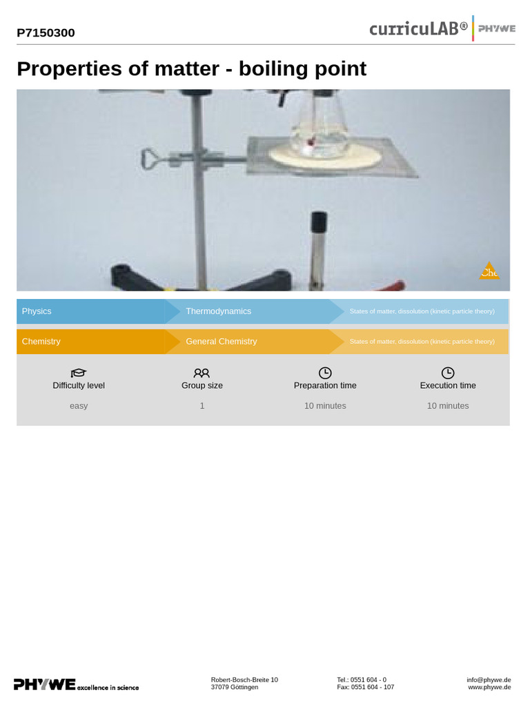 Properties of Matter - Boiling Point: Physics Thermodynamics | PDF | Water | Solvent