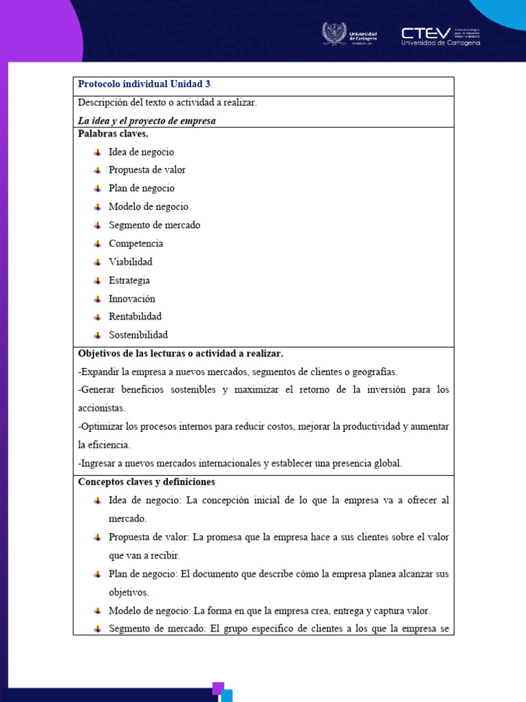 Protocolo Individual Unidad 3 Inciativa | PDF | Business | Plan de negocios