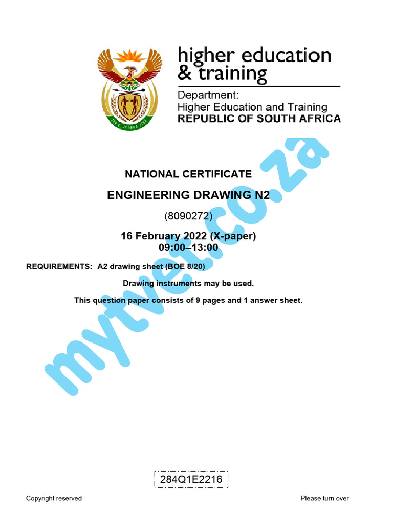 N2 Engineering Drawing February 2022 Question Paper PDF | Download Free ...