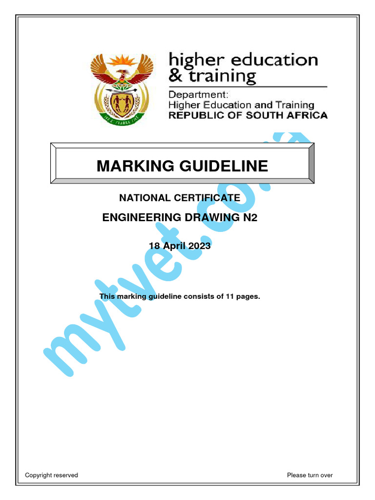 N2 Engineering Drawing April 2023 Memorandum PDF | PDF
