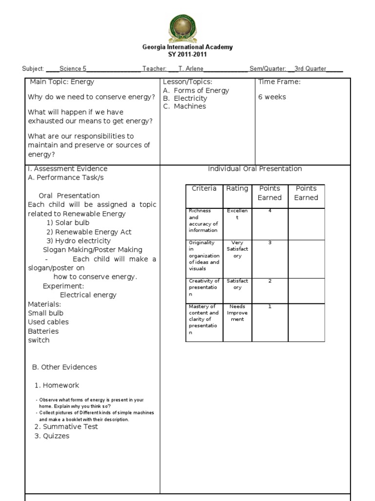 UBD Lesson Plan - Science 3rd QRTR | PDF | Electric Current | Electricity