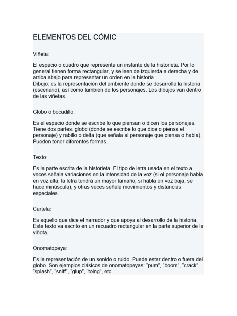 ELEMENTOS DEL CÓMIC | PDF