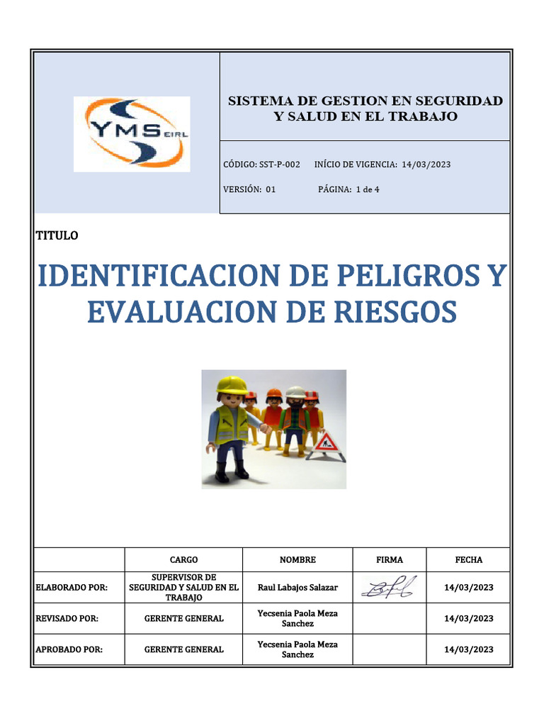 Yms-Sst-P-002 Identificacion de Peligros y Evaluacion de Riesgos | PDF | Evaluación de riesgos ...