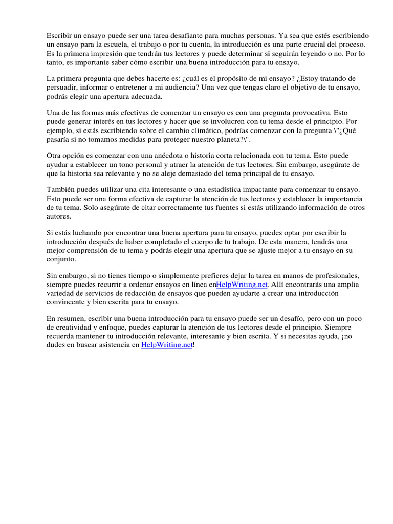 Cómo Escribir Una Buena Introducción para Tu Ensayo | PDF | Ensayos