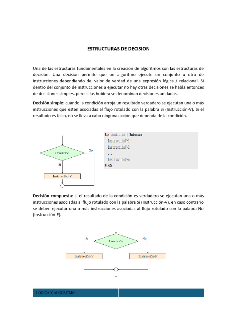 Estructuras de Decisión en Algoritmos | PDF | Algoritmos | Ciencias de ...