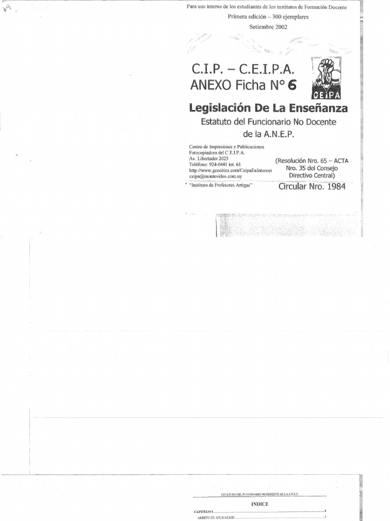 Anexo Ficha 6 - Estatuto Del Funcionario No Docente de La Anep | PDF