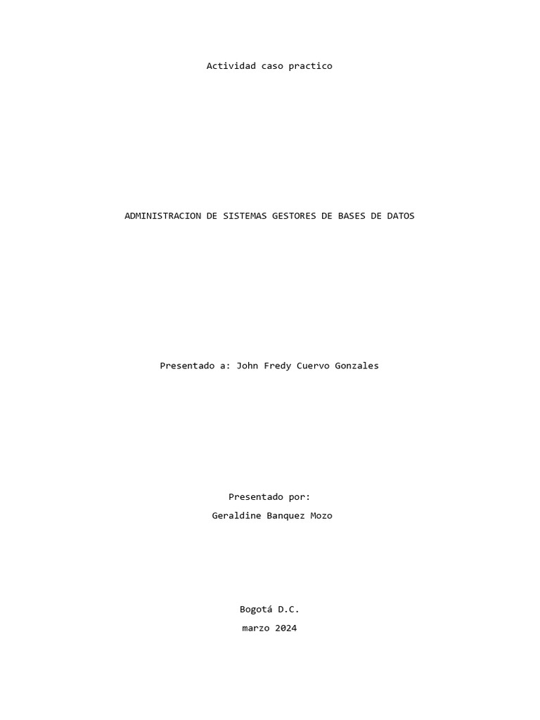 Actividad Caso Practico | PDF | Mi sql | Servidor SQL de Microsoft
