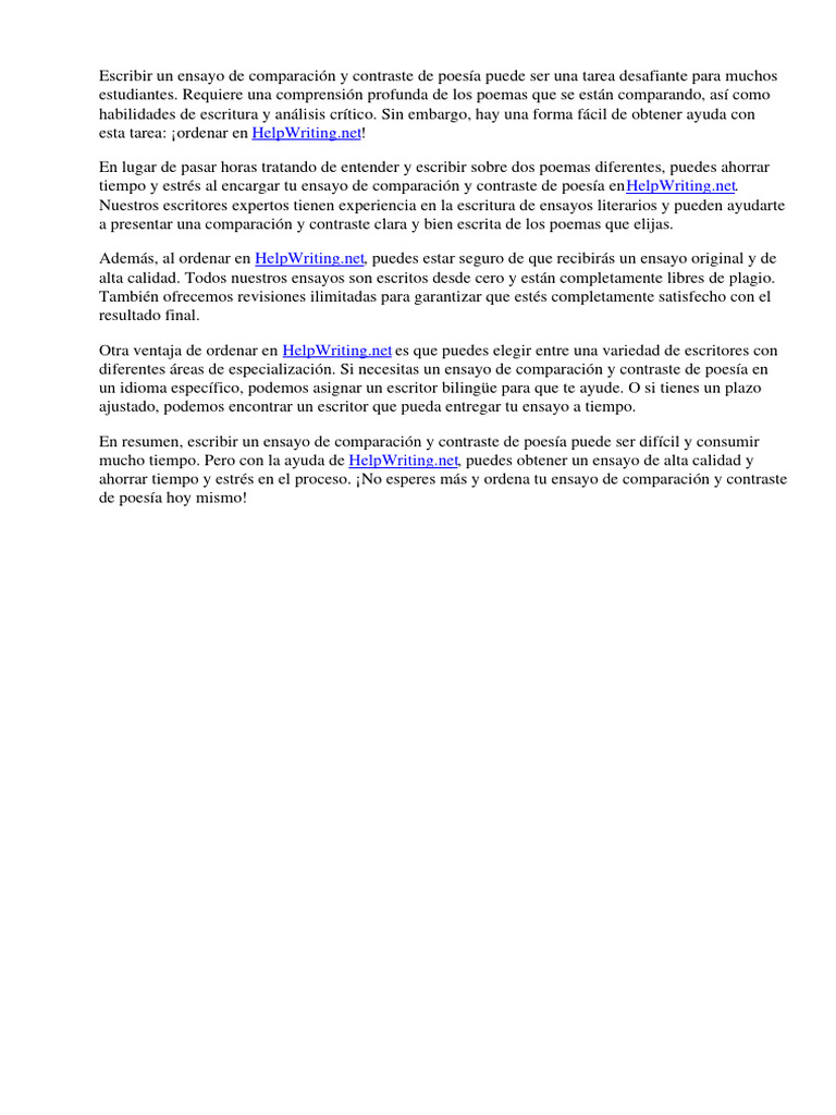 Cómo Escribir Un Ensayo de Comparación y Contraste de Poesía | PDF ...