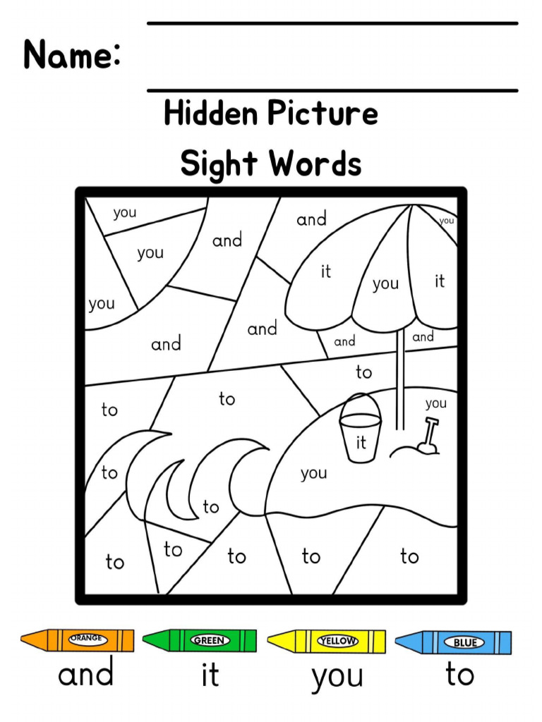 SightWordHiddenPictureColoring 1 | PDF