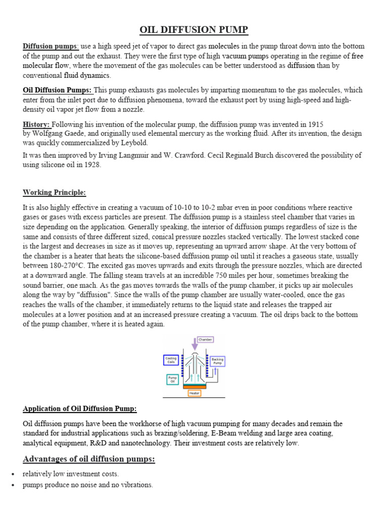 Oil Diffusion pump | PDF | Gases | Materials