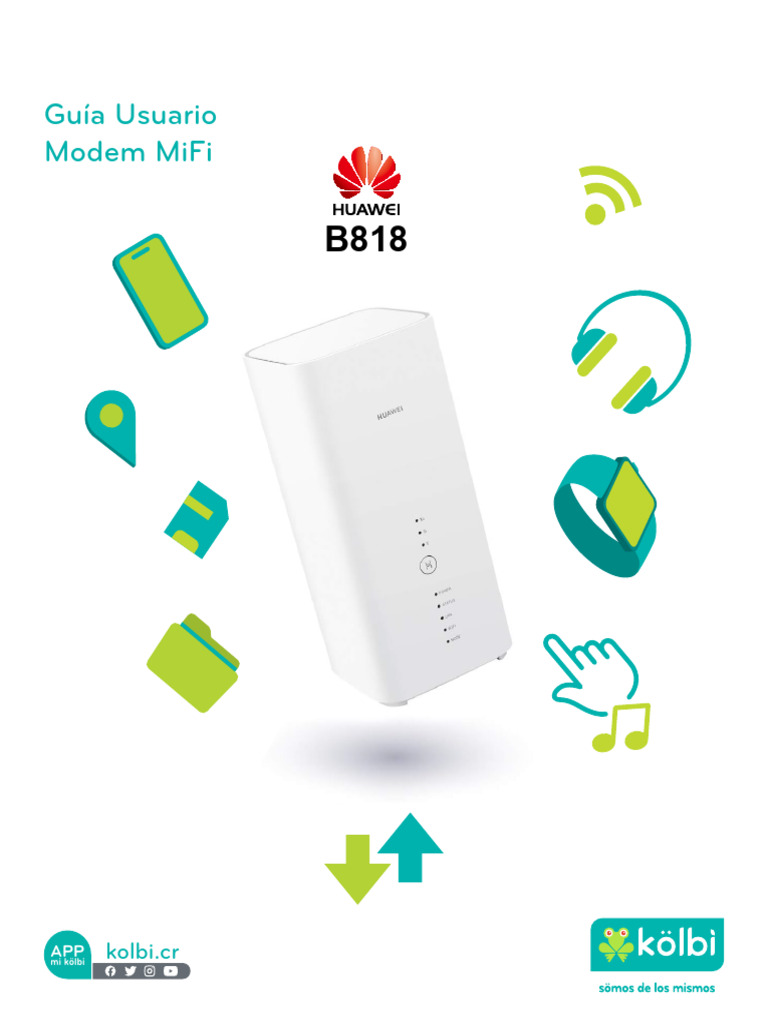 Guía de Uso del Modem MiFi B818 Kolbi | PDF | Wifi | Internet