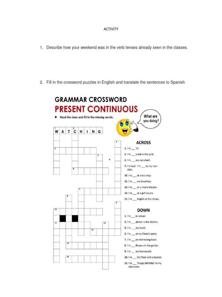 English Verb Tenses Activity | PDF