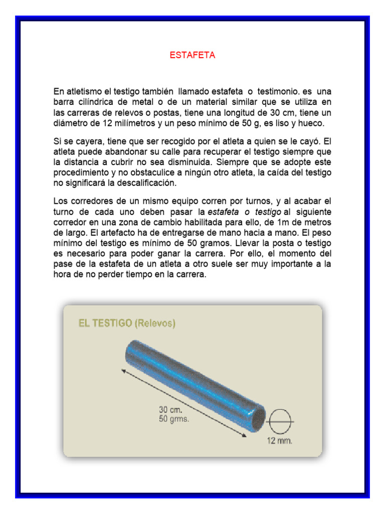 ESTAFETA | PDF | Deporte del atletismo | Carreras