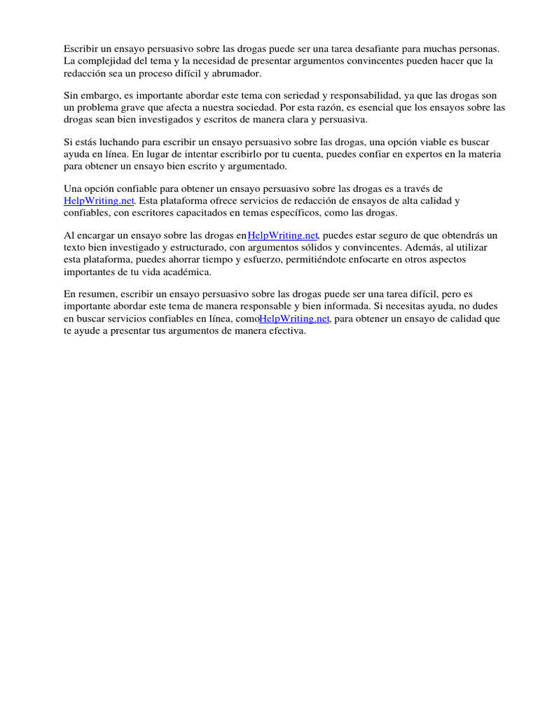 Ensayo Persuasivo Sobre Las Drogas | PDF | Ensayos