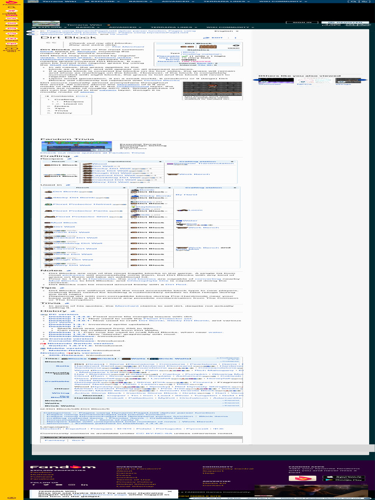 Dirt Block - Terraria Wiki | PDF