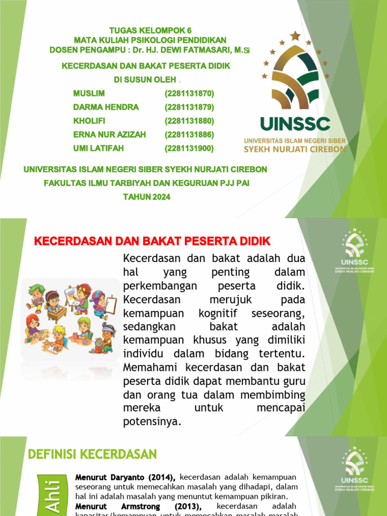Kecerdasan dan Bakat Peserta Didik | PDF | Karier & Perkembangan ...
