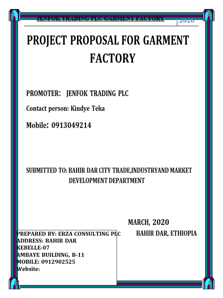 Kindye Garment Factory Proposal | PDF | Textiles | Clothing