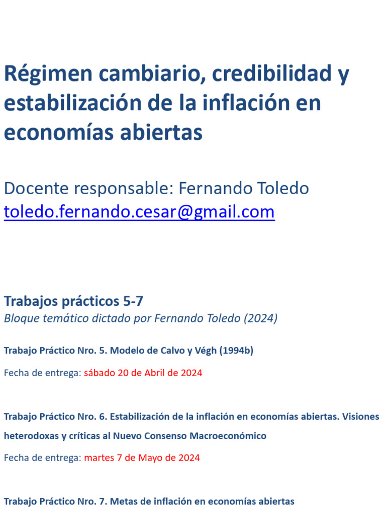 Clases Finin 2024 (Bloque Temático Dictado Por FT, Clase Nro 1, 05.04.2024) | PDF | Inflación ...