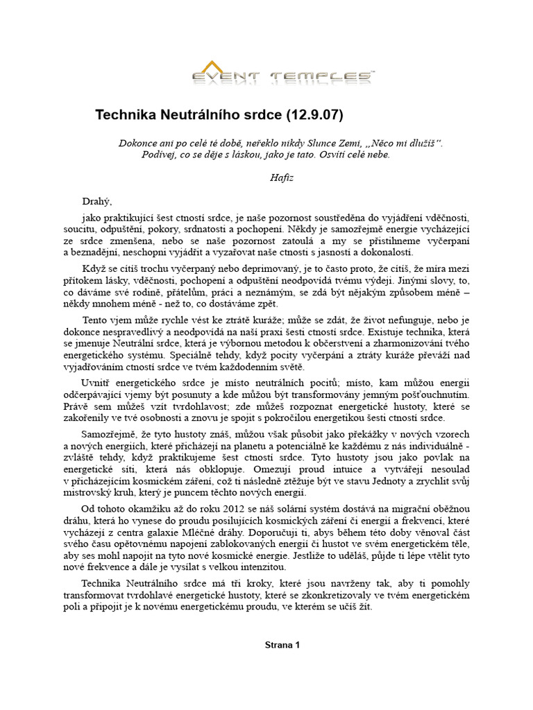 Technika Neutralniho Srdce | PDF