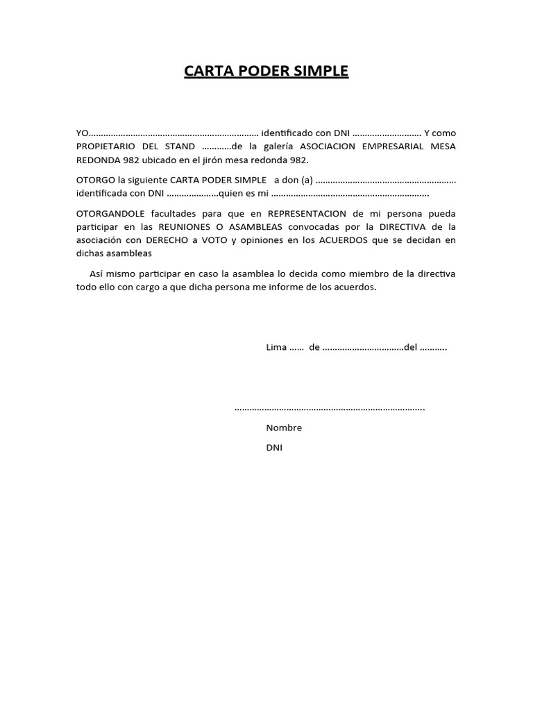 Carta Poder Simple | PDF