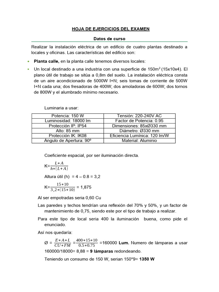 00 - HOJA DE EJERCICIOS DEL EXAMEN Borrador | PDF | Corriente eléctrica | Materiales