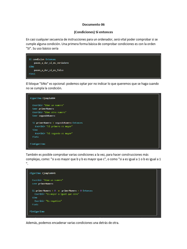 Programación Condicional Básica | PDF | Algoritmos | Salario