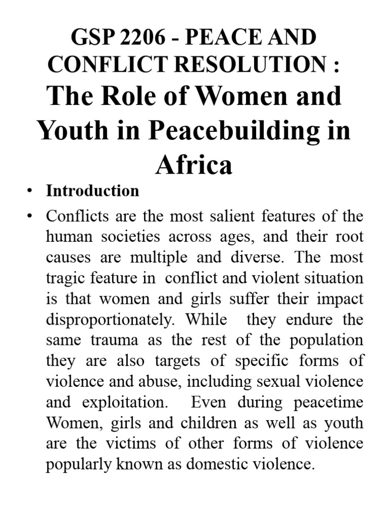 Women, Youth and Peacebuilding | PDF | Peacebuilding | Violence