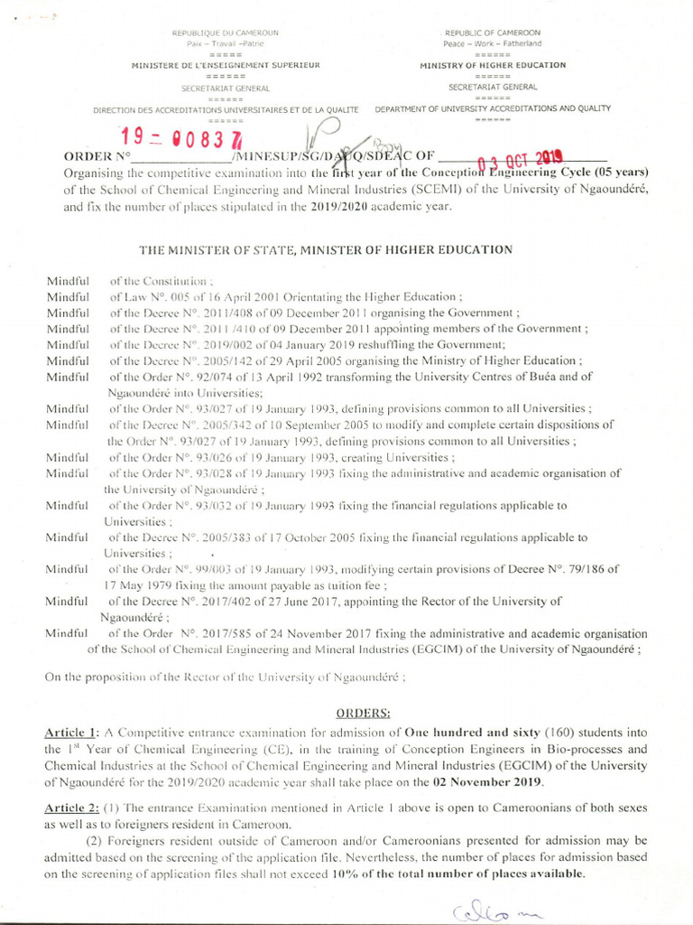 Egcim Un 2019 1ere en | PDF