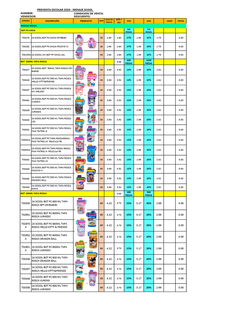 25 Lista de Precio BTS24 - Depurado | PDF
