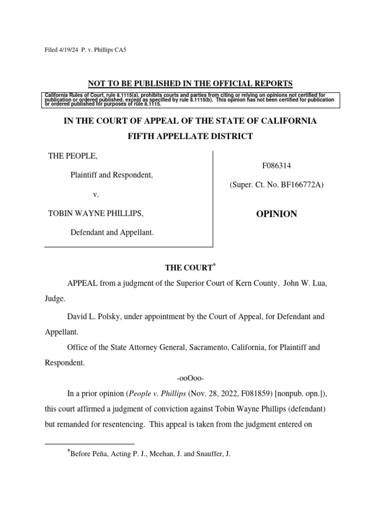 In The Court of Appeal of The State of California Fifth Appellate District | PDF | Appeal ...