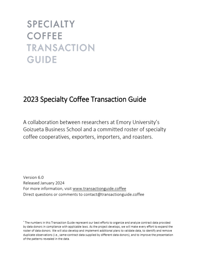 Specialty Coffee Transaction Guide | PDF | Coffee | Prices