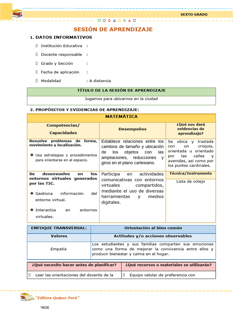 Sesión de Aprendizaje 11 - Experiencia de Aprendizaje 2 | PDF | Aprendizaje | Maestros