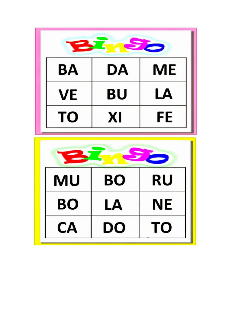 Cartillas Bingo de Silabas | PDF