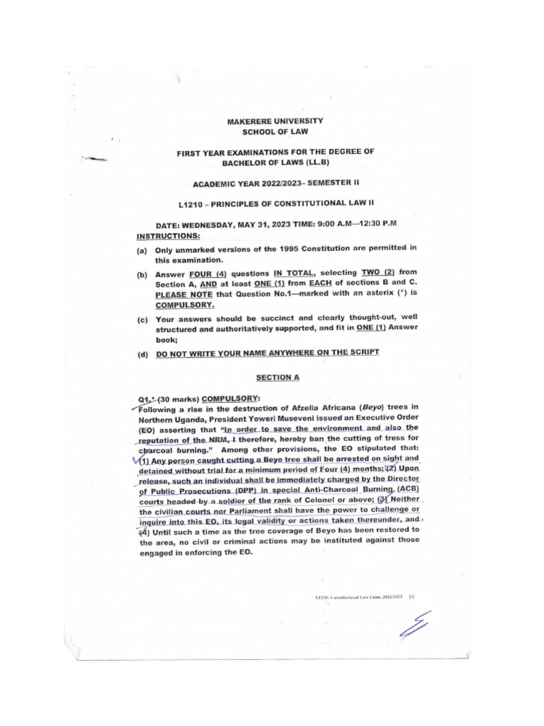 Constitutional Law Pastpapers | PDF