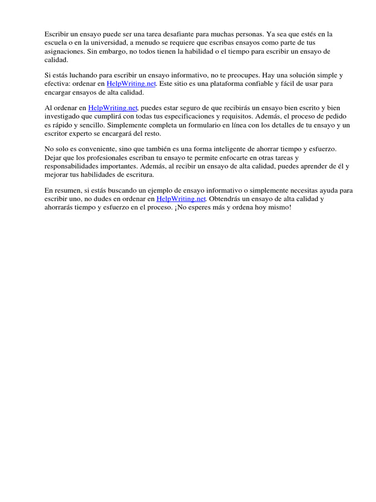 Ejemplo de Ensayo Informativo | PDF