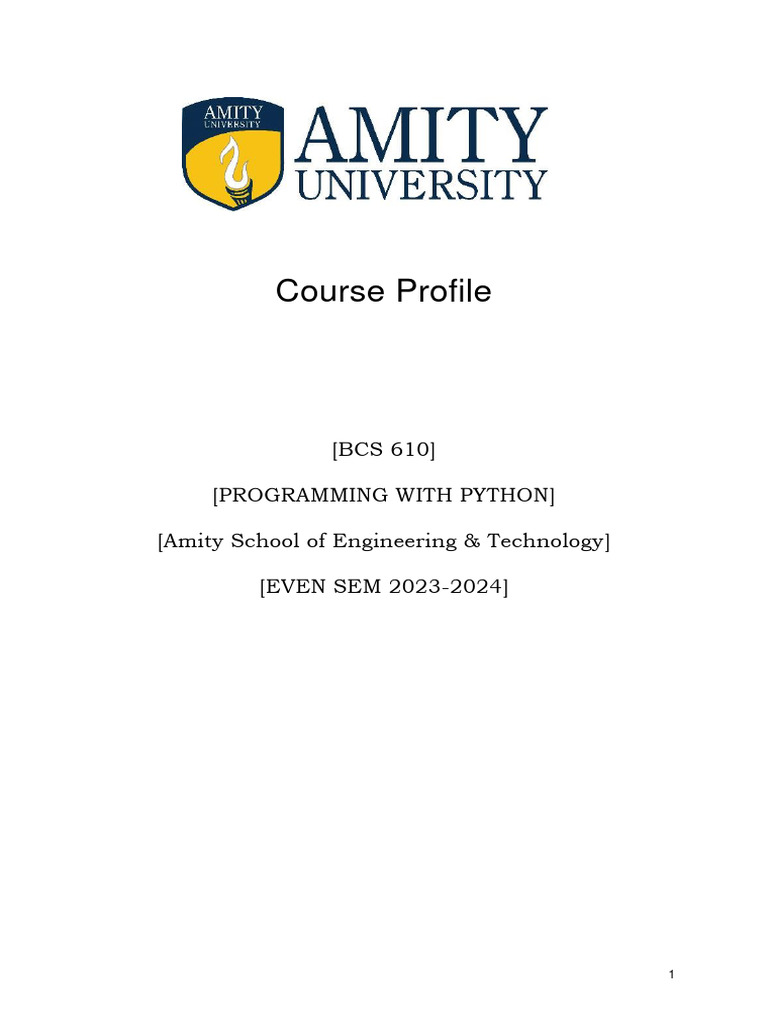 SessionPlans - 3c051course Profile PROGRAMMING WITH PYTHON | Download Free PDF | Machine ...
